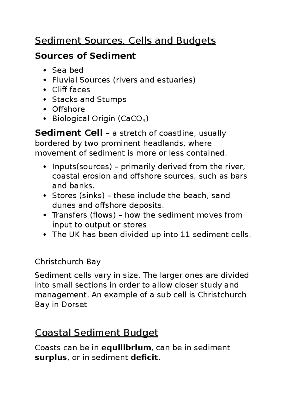 Sediment Cells, Budgets and Sources - Sediment Sources, Cells and ...