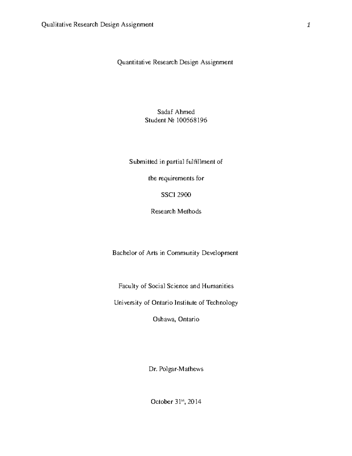 Research Design Assignment 3 - Quantitative Research Design Assignment ...