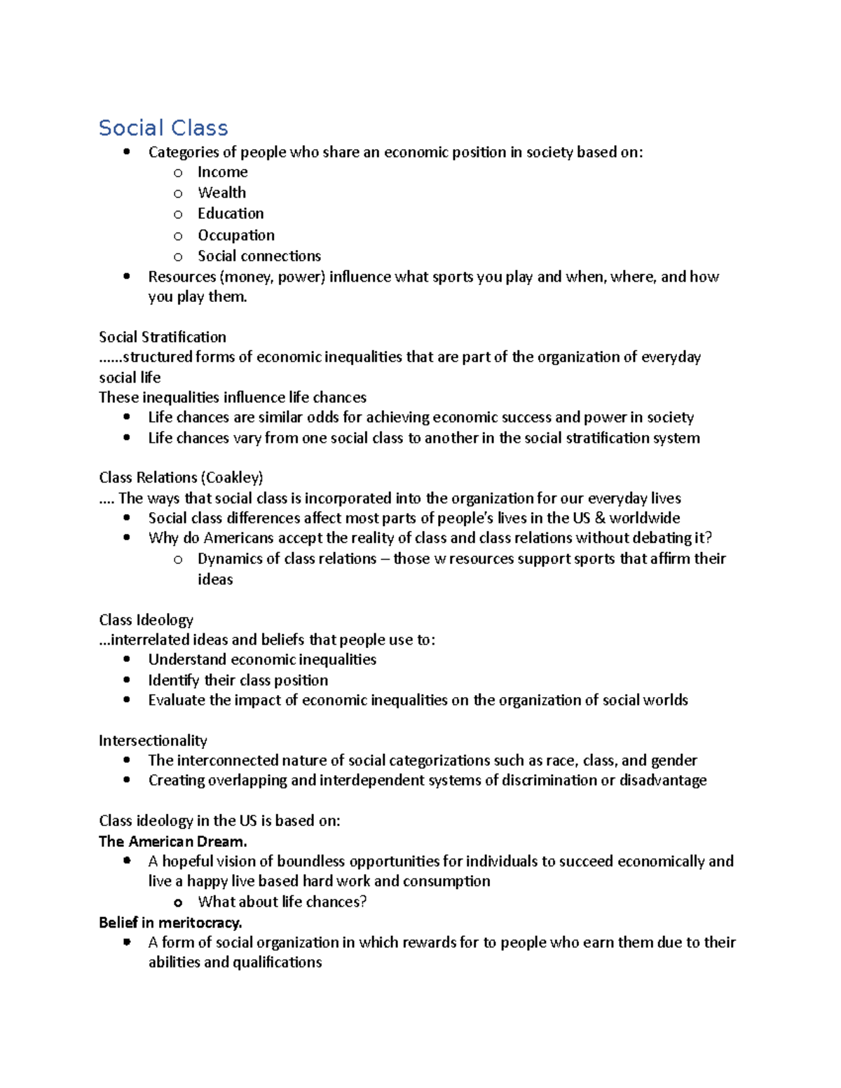 Social Class - Social Class Categories of people who share an economic ...