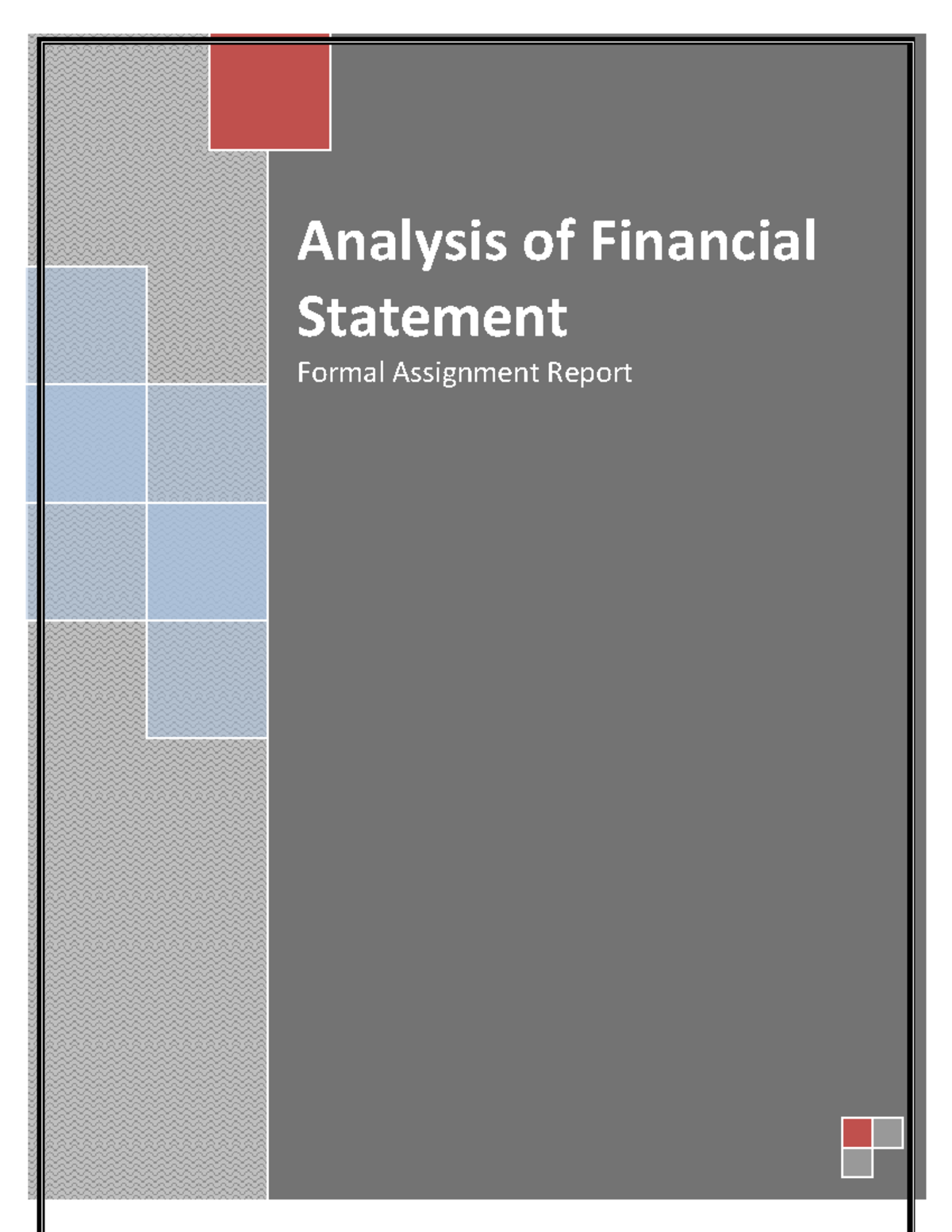 Analysis of Financial Statement Formal A - Analysis of Financial ...