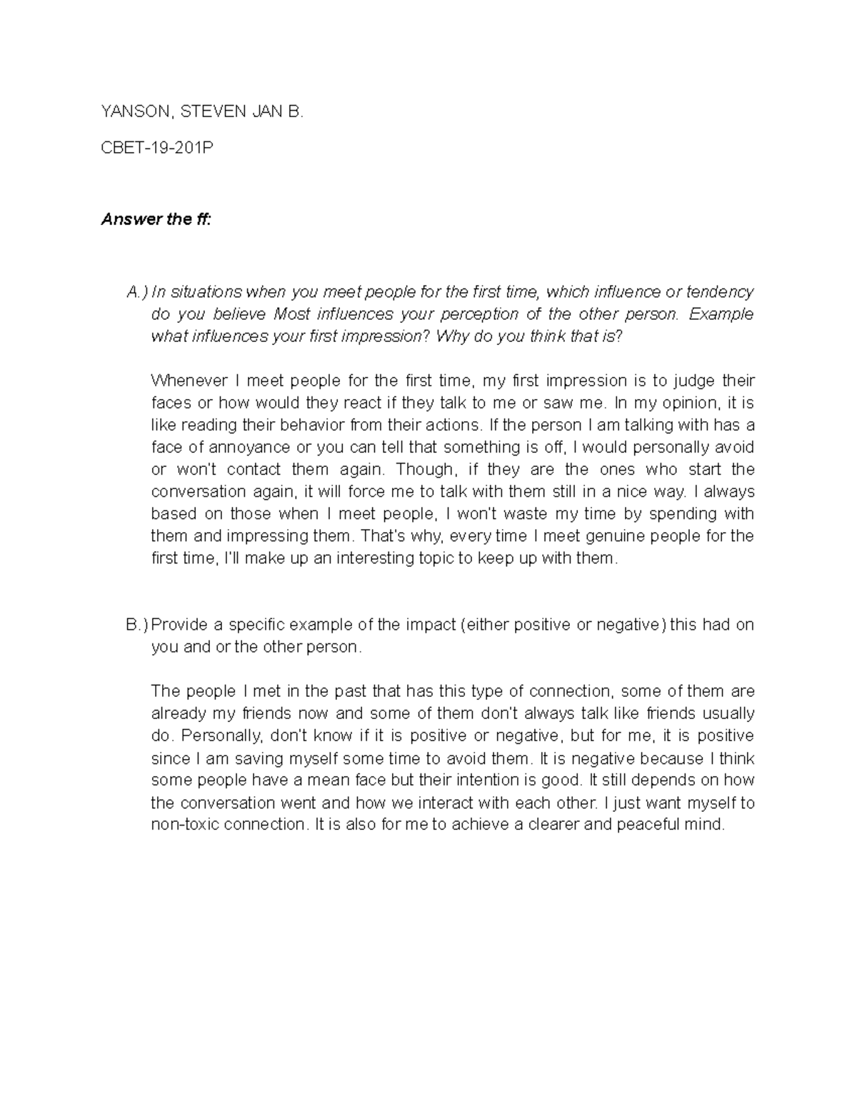 Yanson Steven JAN B MRTC - YANSON, STEVEN JAN B. CBET-19-201P Answer ...