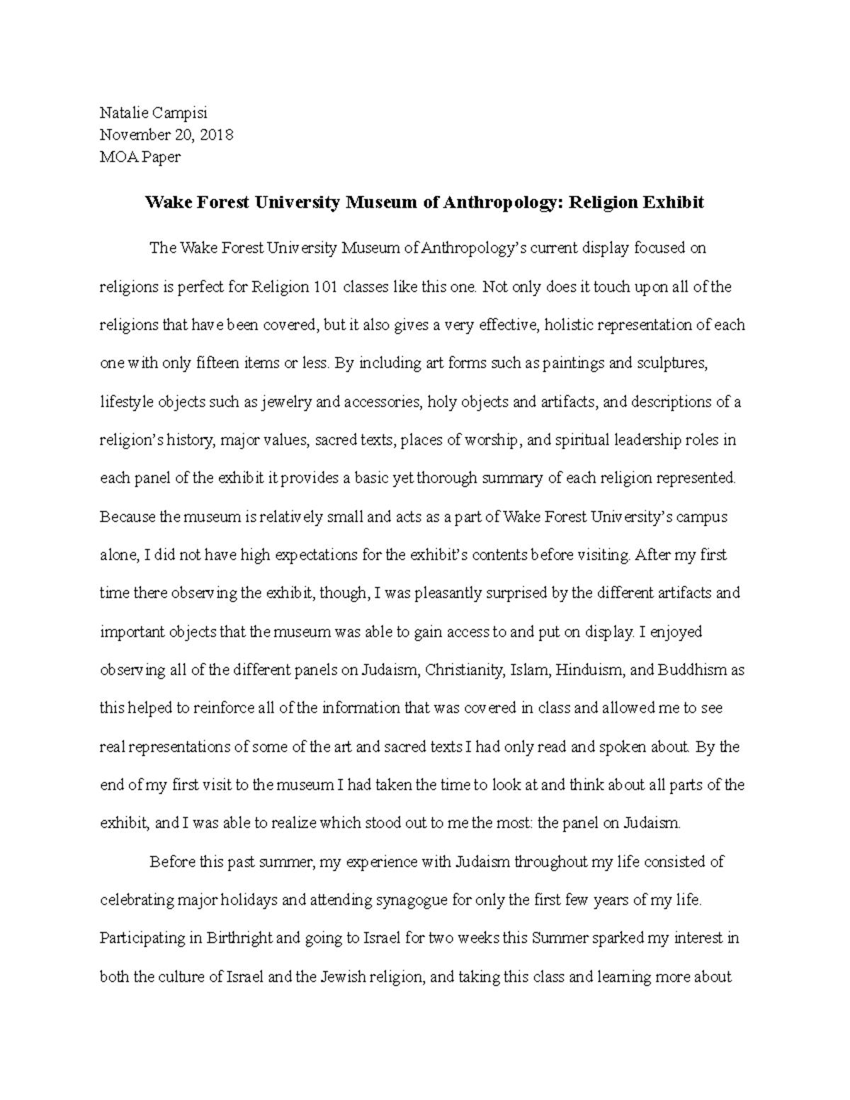 MOA Paper - Grade: A - Natalie Campisi November 20, 2018 MOA Paper Wake ...