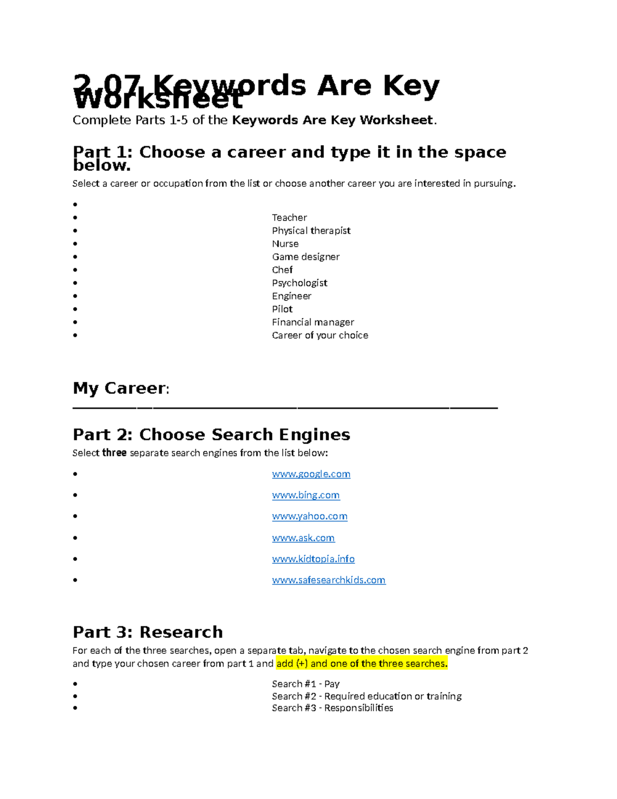 Keywords are key worksheet-1 - 2 Keywords Are Key Worksheet Complete ...