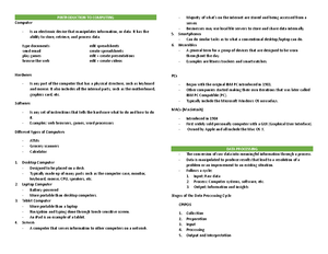 ITC Midterm Reviewer - UNIT I: Introduction to Computers Definition of Computers What is a ...