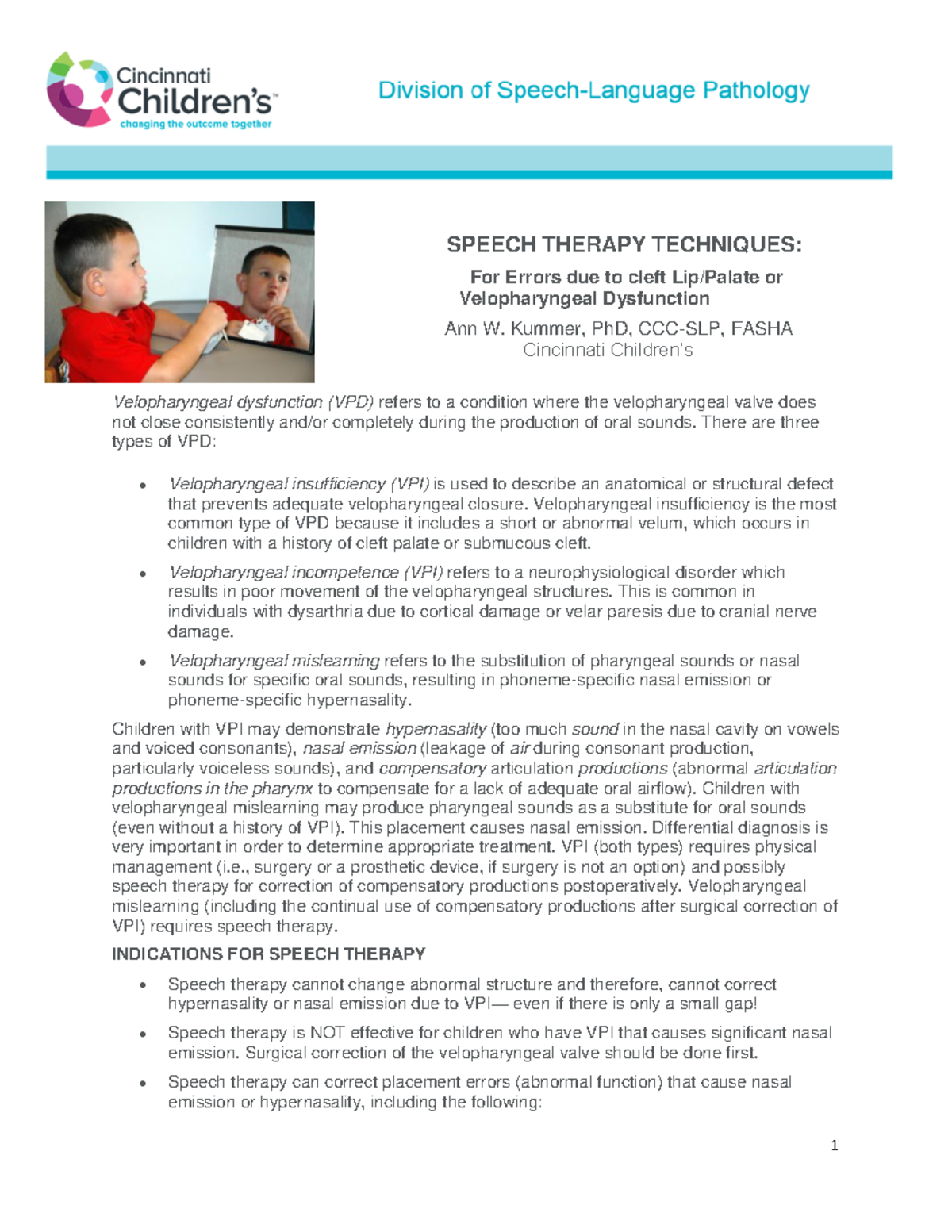 Speech Therapy Techniques Related To Articulation Disorder Ann W
