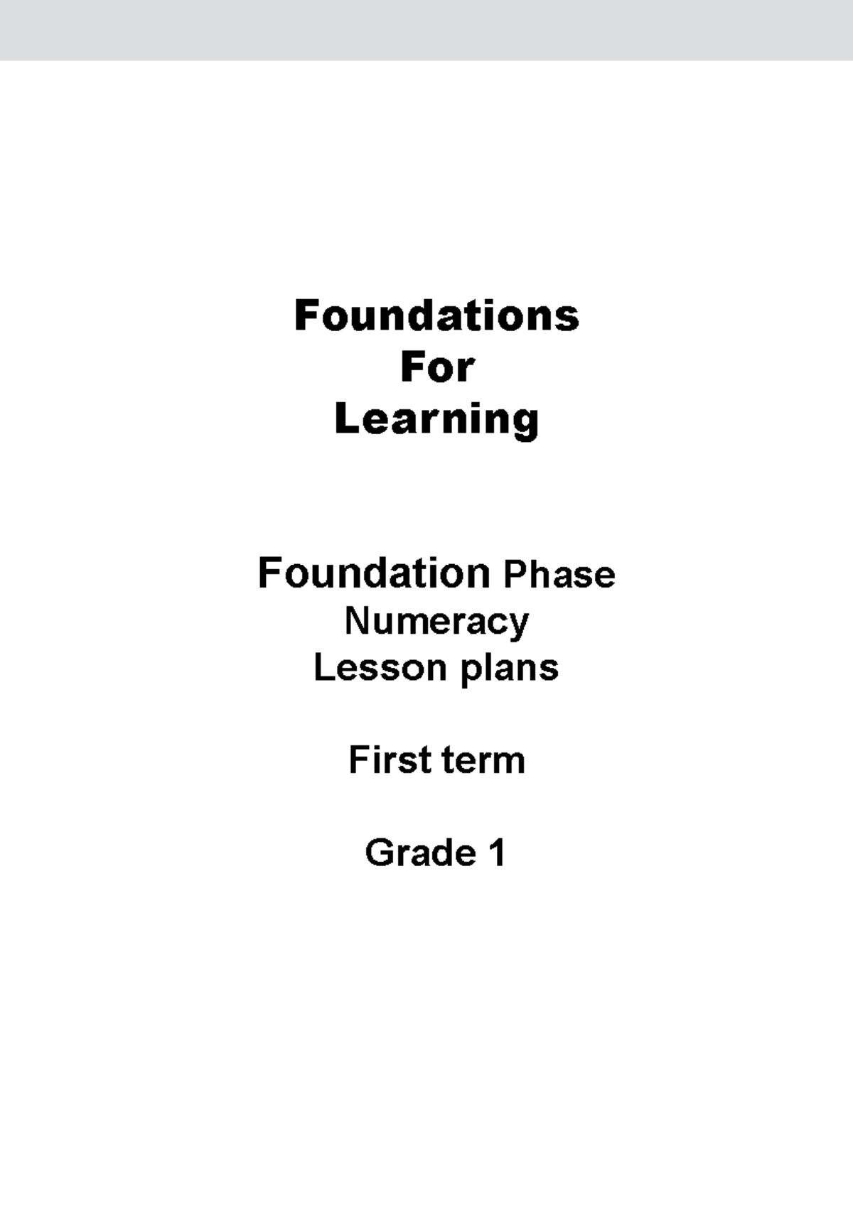 Lesson Plans gr1 Numeracy - GRADE 1 NUMERACY First Term Lesson Plan 1 ...