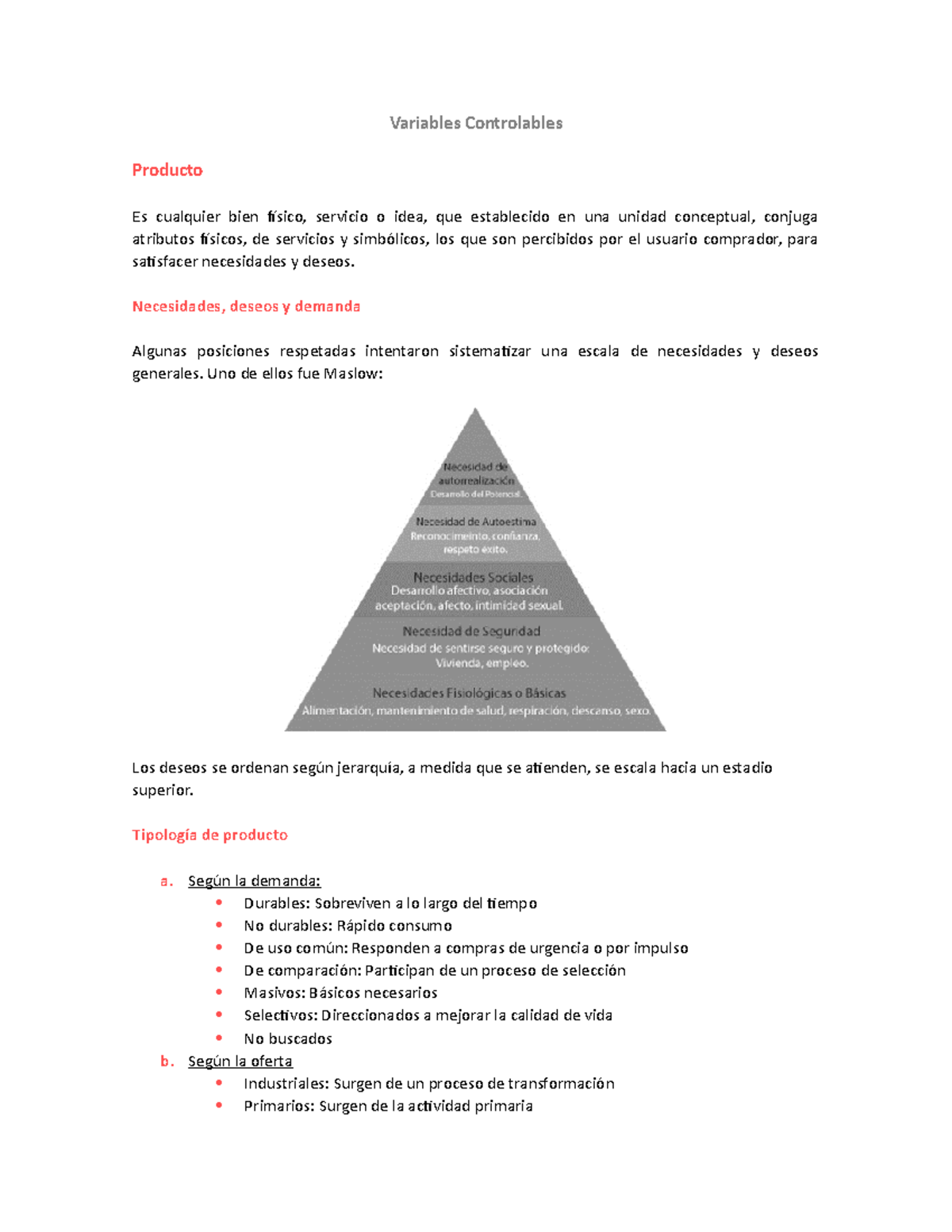 Variables Controlables - Variables Controlables Producto Es cualquier ...