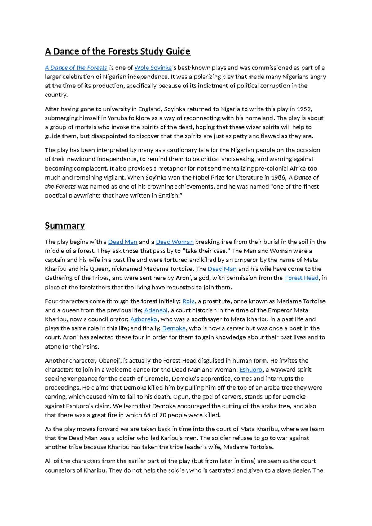 A Dance of the Forests Study Guide - It was a polarizing play that made ...