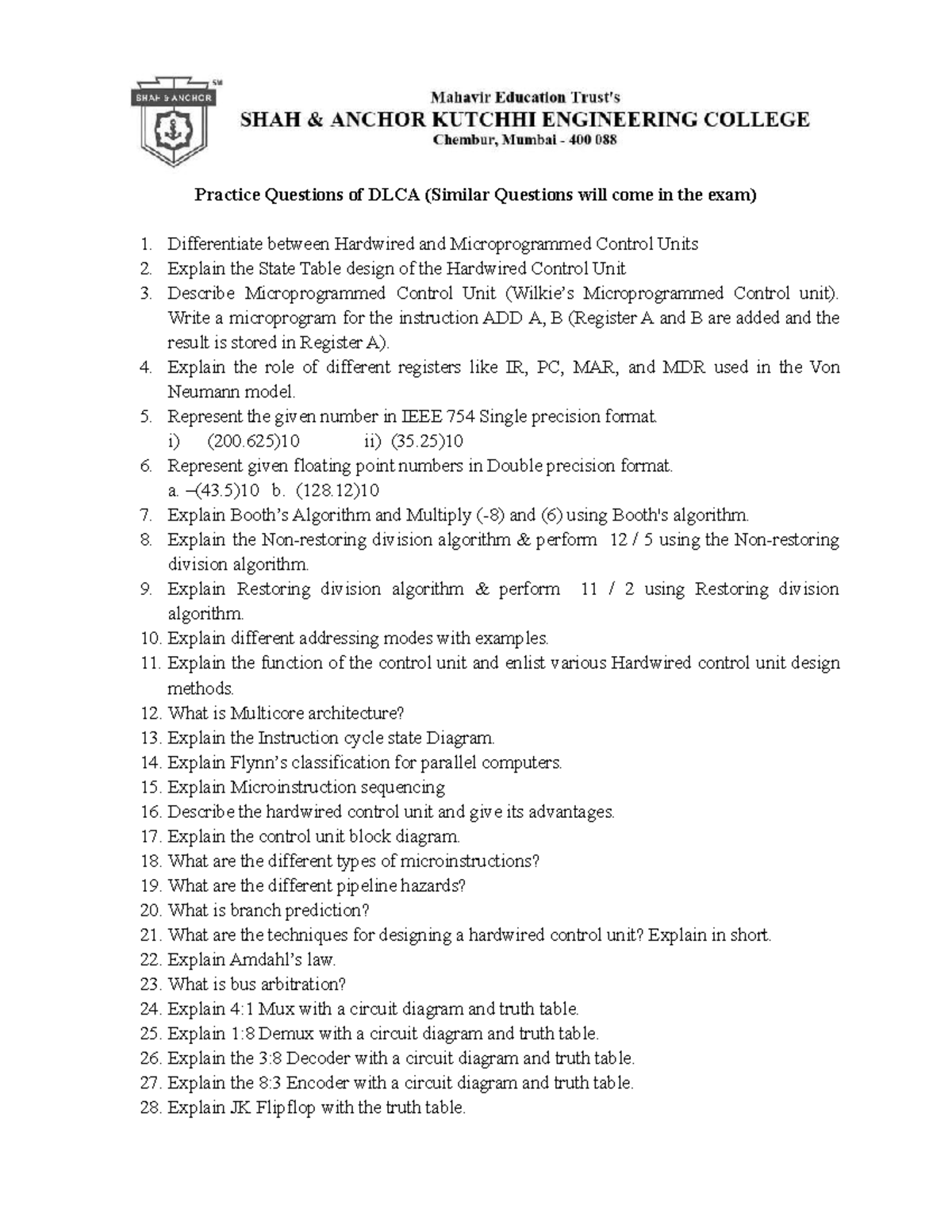 DLCA IA2 QB - suck my balls - Practice Questions of DLCA (Similar Questions will come in the ...