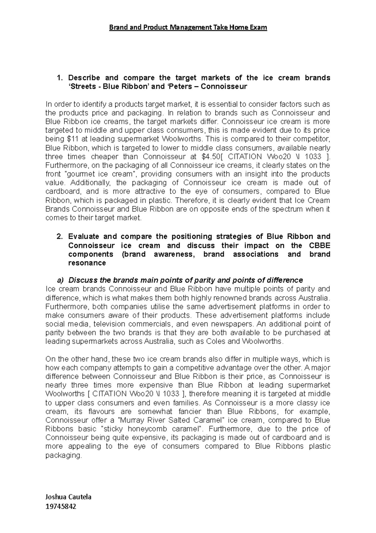 Brand AND Product EXAM - Brand and Product Management Take Home Exam 1 ...