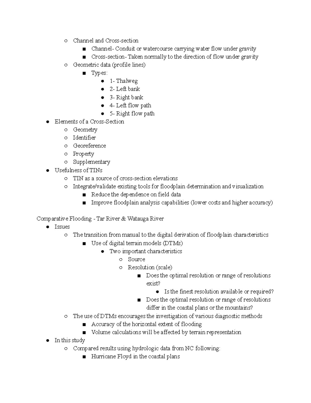 Water Resources Midterm Quiz Study Guide 2 pt. 2 - Channel and Cross-section Channel- Conduit or ...