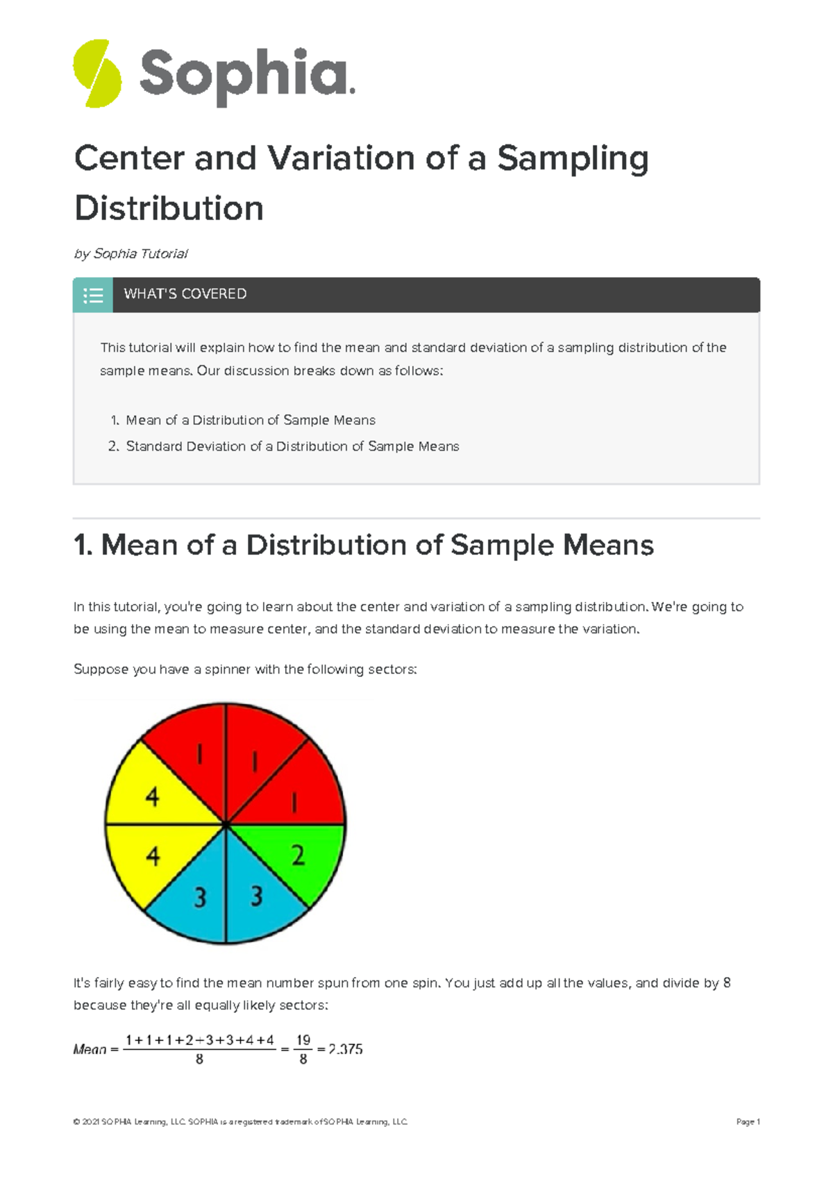 Center and variation of a sampling distribution 2 - Center and ...