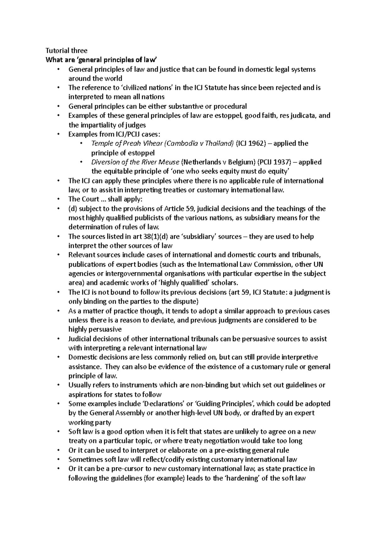 Tutorial three - Tutorial three What are ‘general principles of law ...
