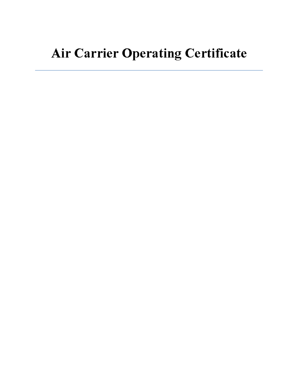 Air Carrier Operating Certificate - Air Carrier Operating Certificate ...