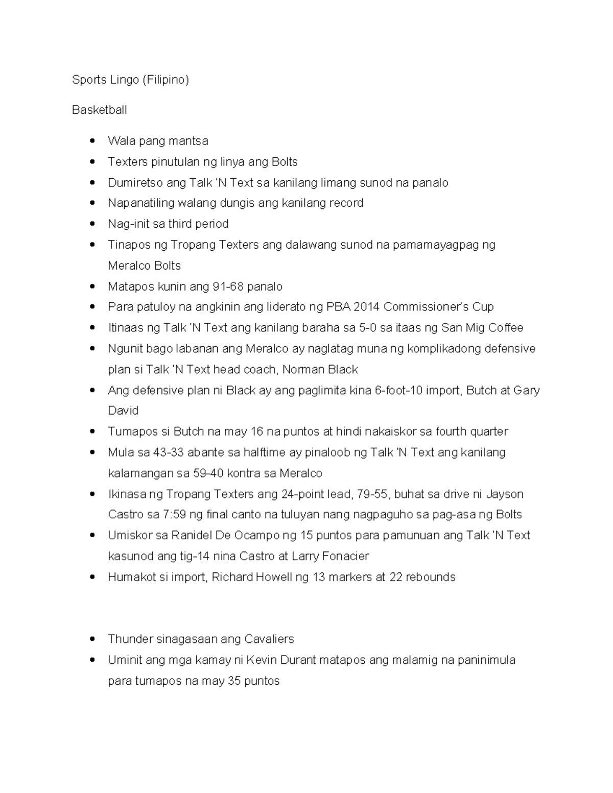 420636092 Sports Linggo Filipino - Sports Lingo (Filipino) Basketball ...