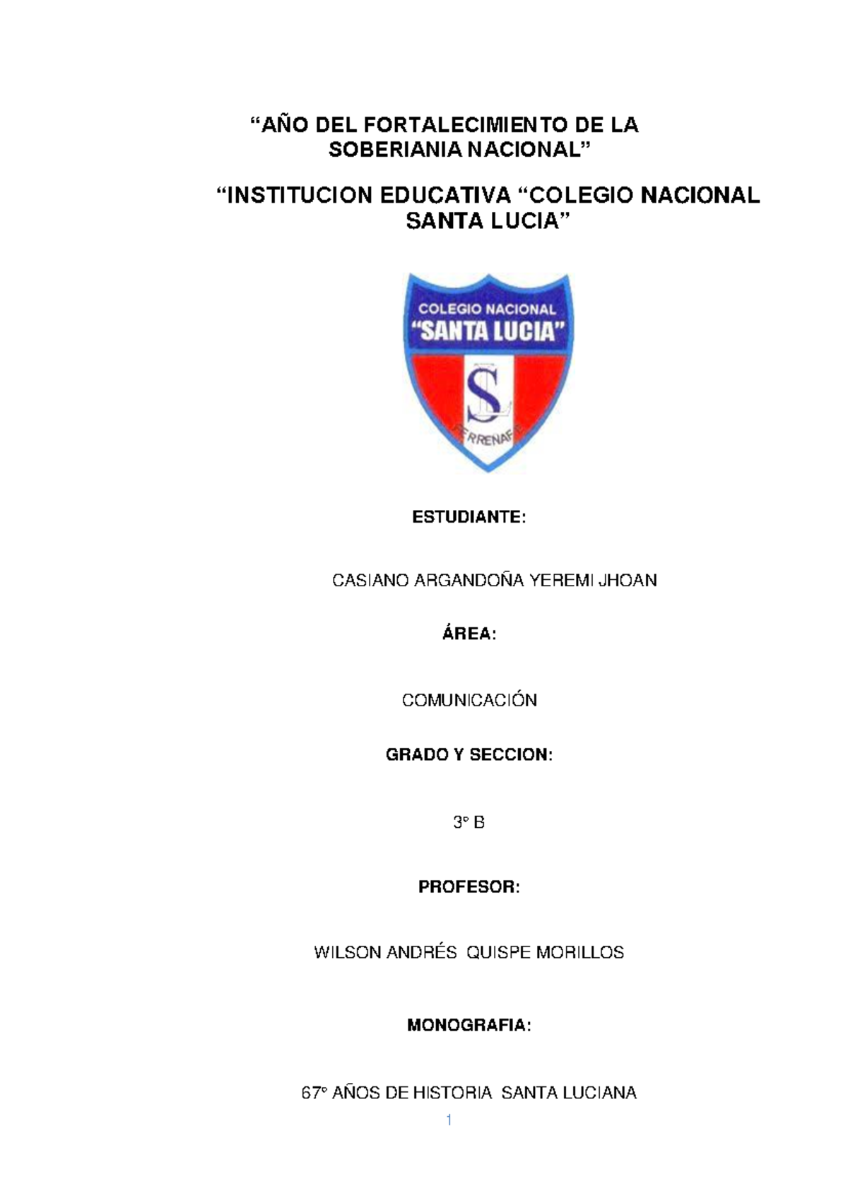 Monografia Santa Lucia 3°B