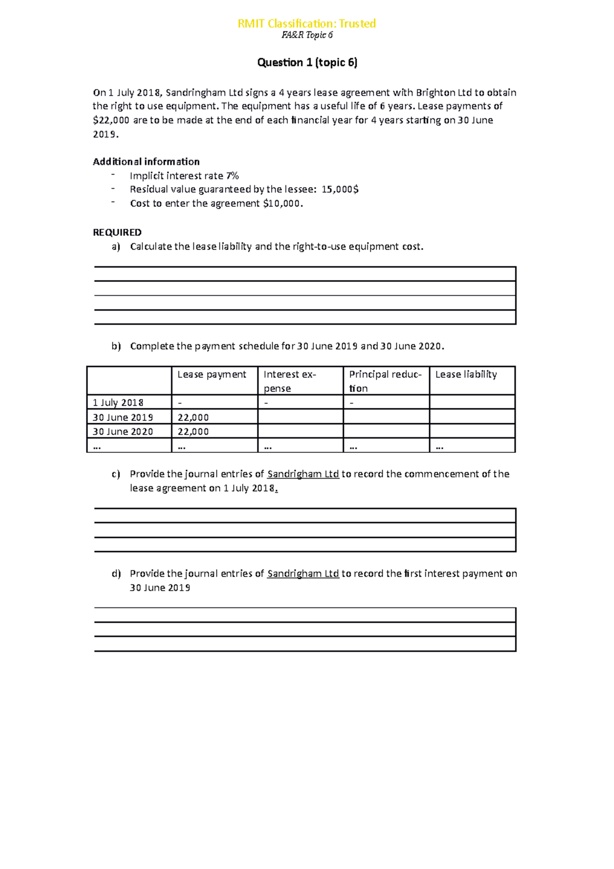 Topic 6 Tutorial Questions Rmit Classification Trusted Faandr Topic