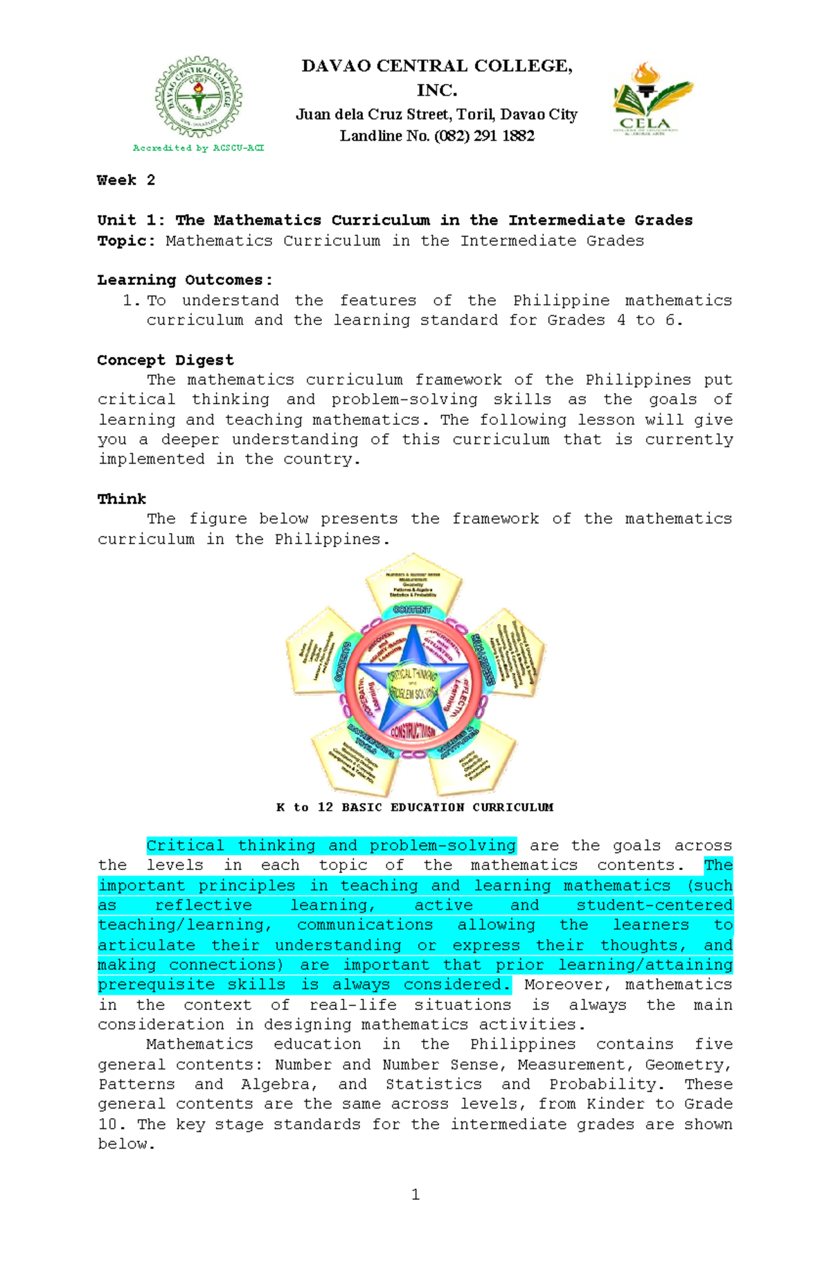 Week2 - Accredited by ACSCU-ACI INC. Juan dela Cruz Street, Toril ...