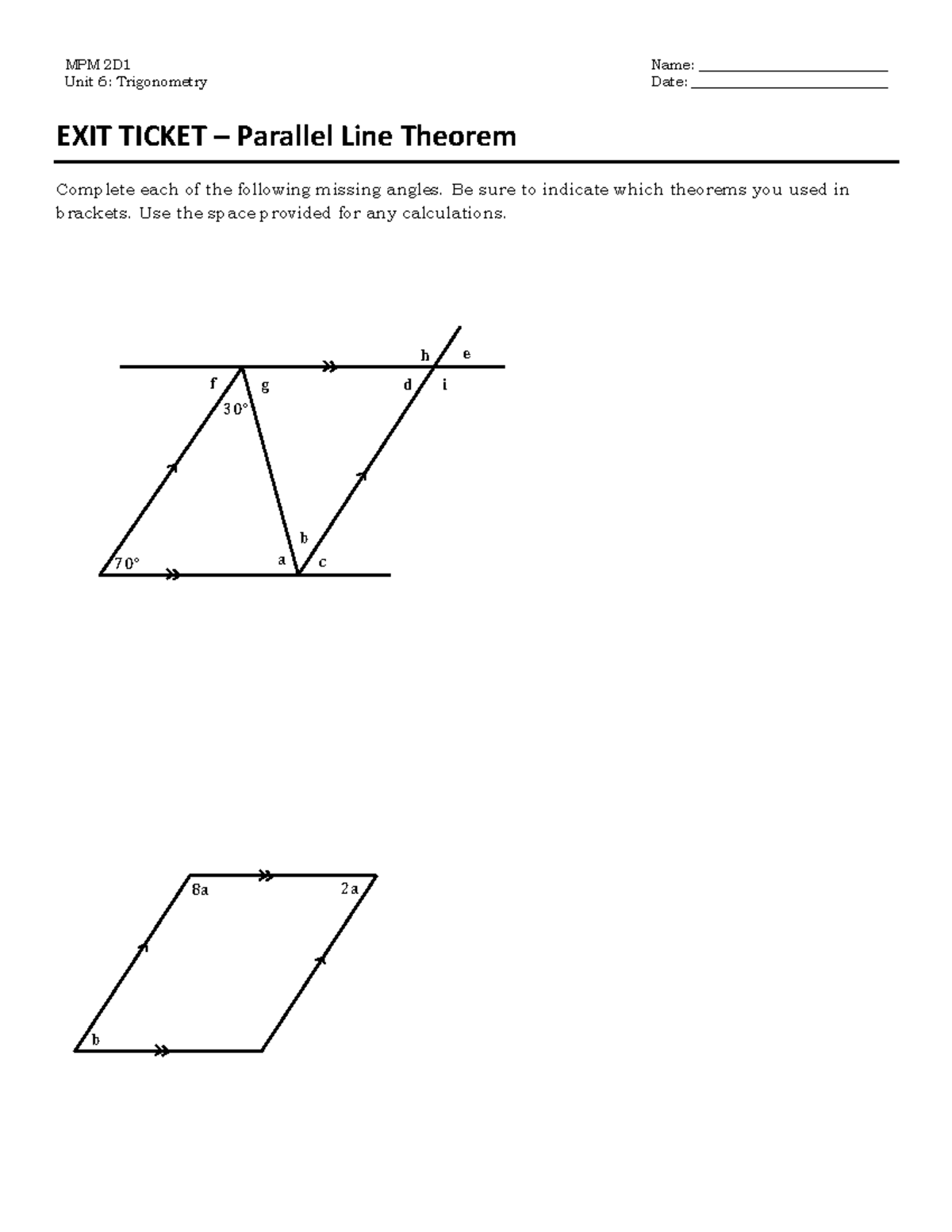 Exit Card - Parallel Line Theorem - Numerical Analysis and Finite ...