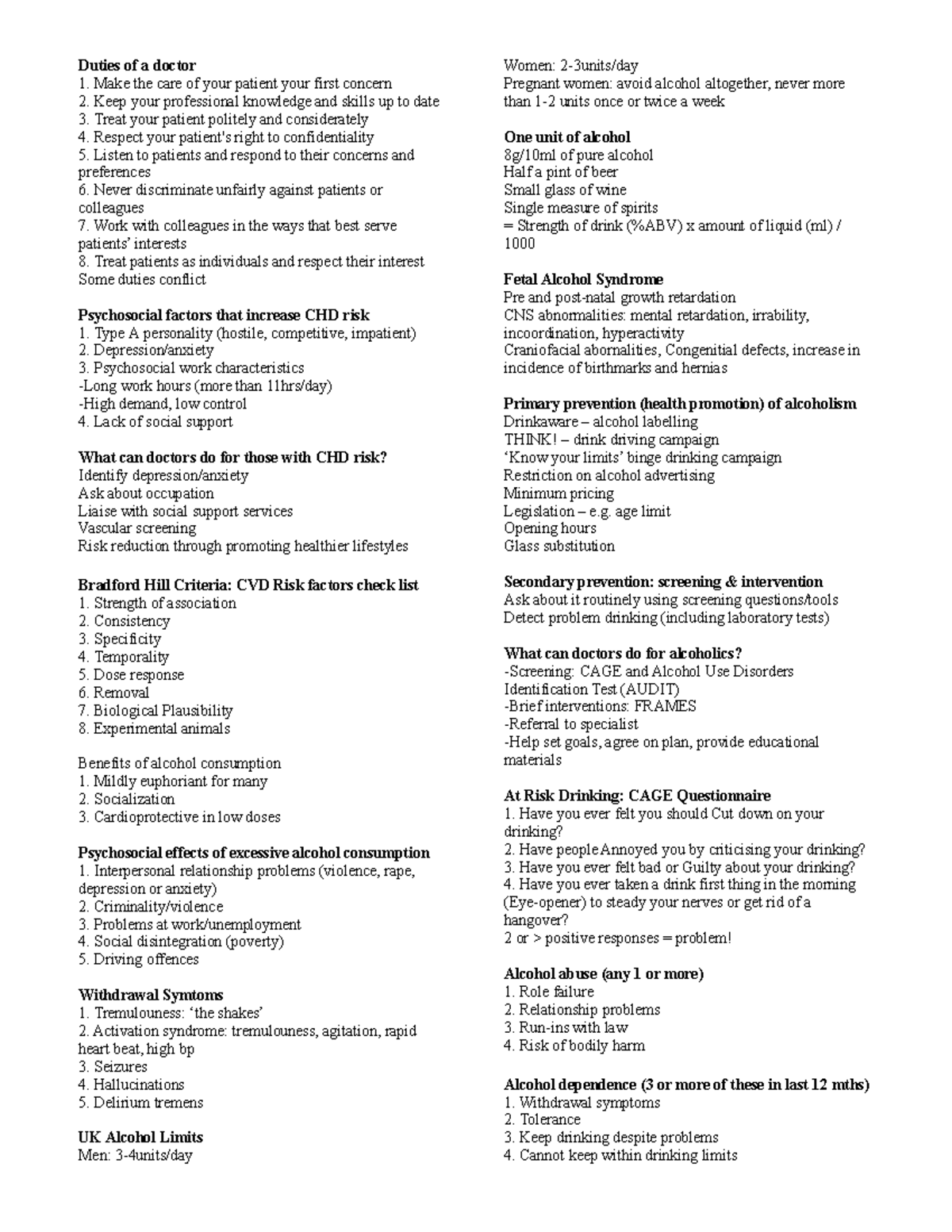 Public Health Notes - Duties of a doctor 1. Make the care of your ...