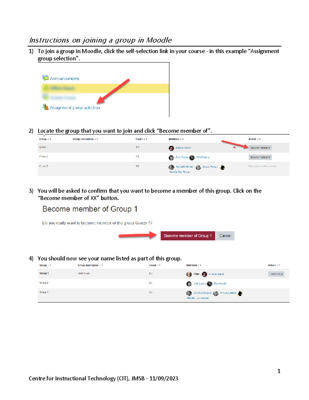 Student - Instructions on Joining a Group in Moodle - 1 Centre for ...