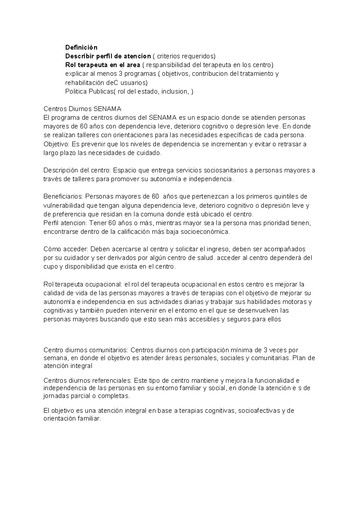 Mapa conceptual - Informacion relevante SENAMA - Definición Describir ...