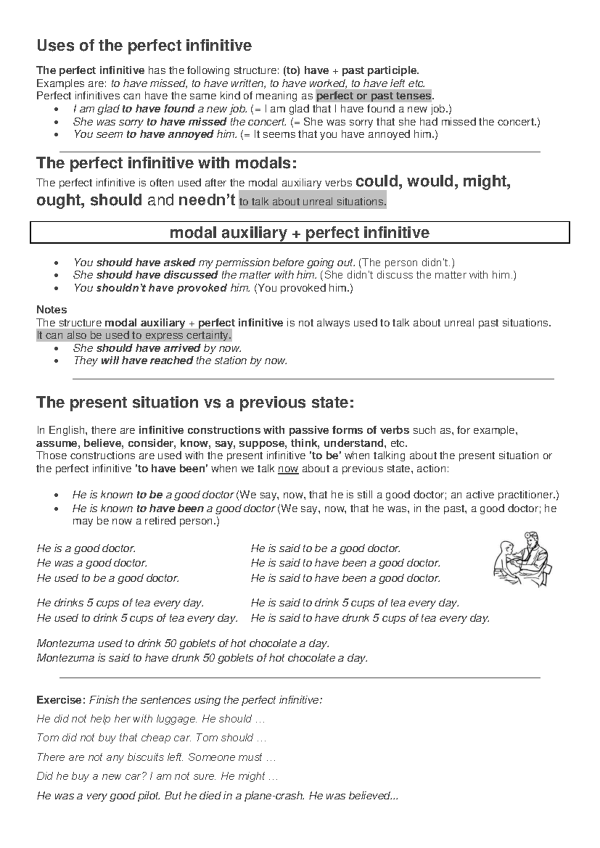 The perfect infinitive - Uses of the perfect infinitive The perfect ...