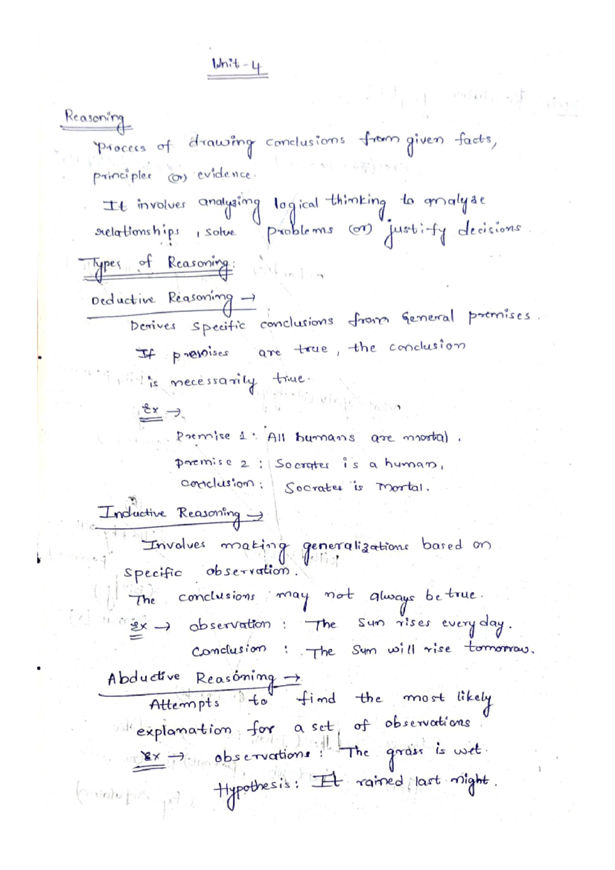 Unit - 4 AI - Types of learning, bayes theorem - Whit 4 Reasoning ...
