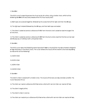 ENT practice questions - Question The clinic nurse is preparing to test ...