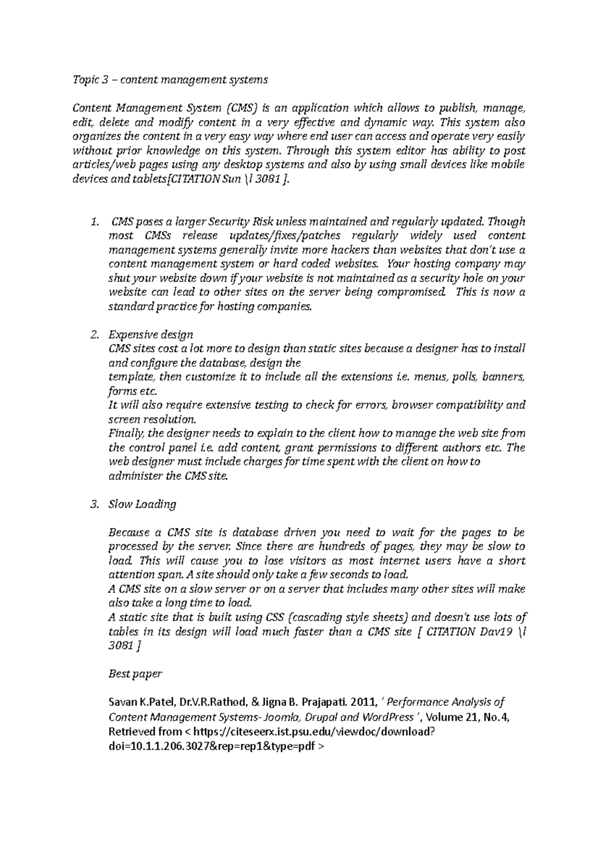 week 5 - Module 4 tutorial answers dfjdjvfr - Topic 3 – content ...