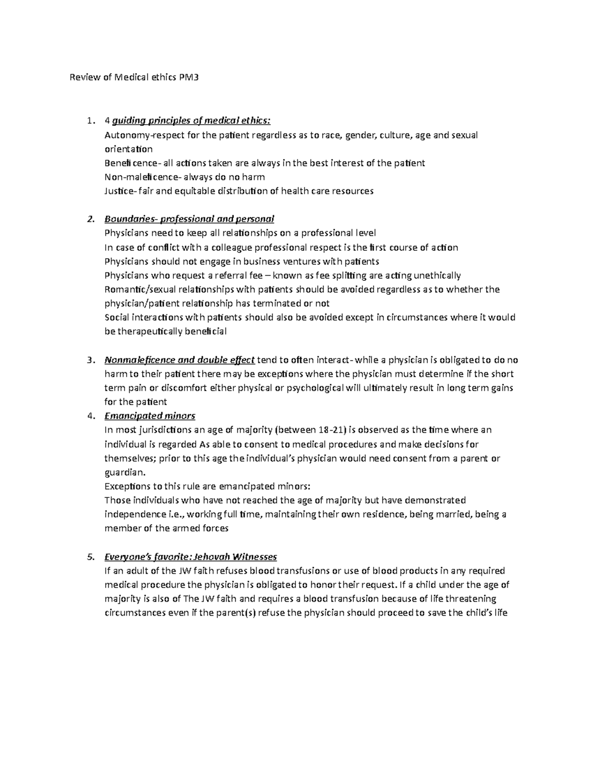 Review of Medical ethics PM3 - 4 guiding principles of medical ethics ...