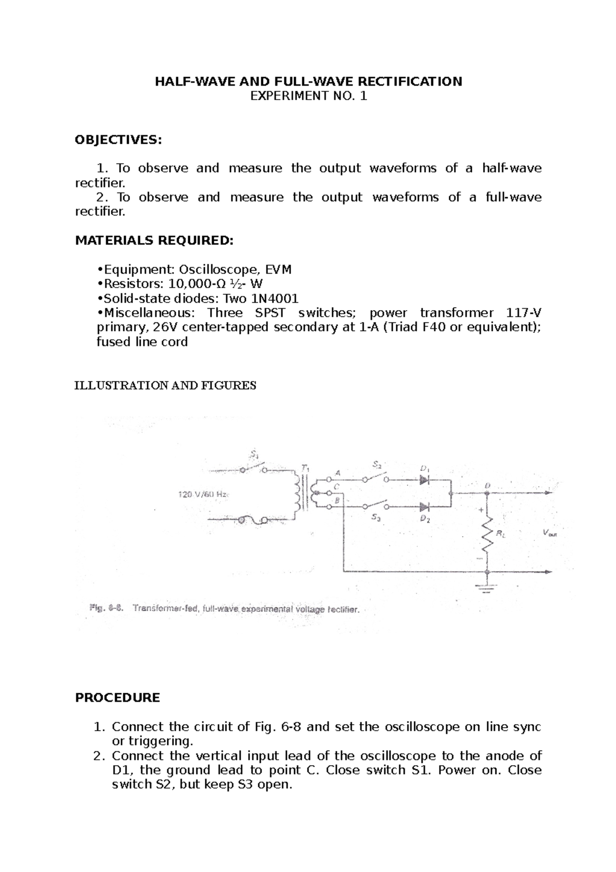 LAB REPORT FOR INDUSTRIAL ELECTRONICS - HALF-WAVE AND FULL-WAVE ...