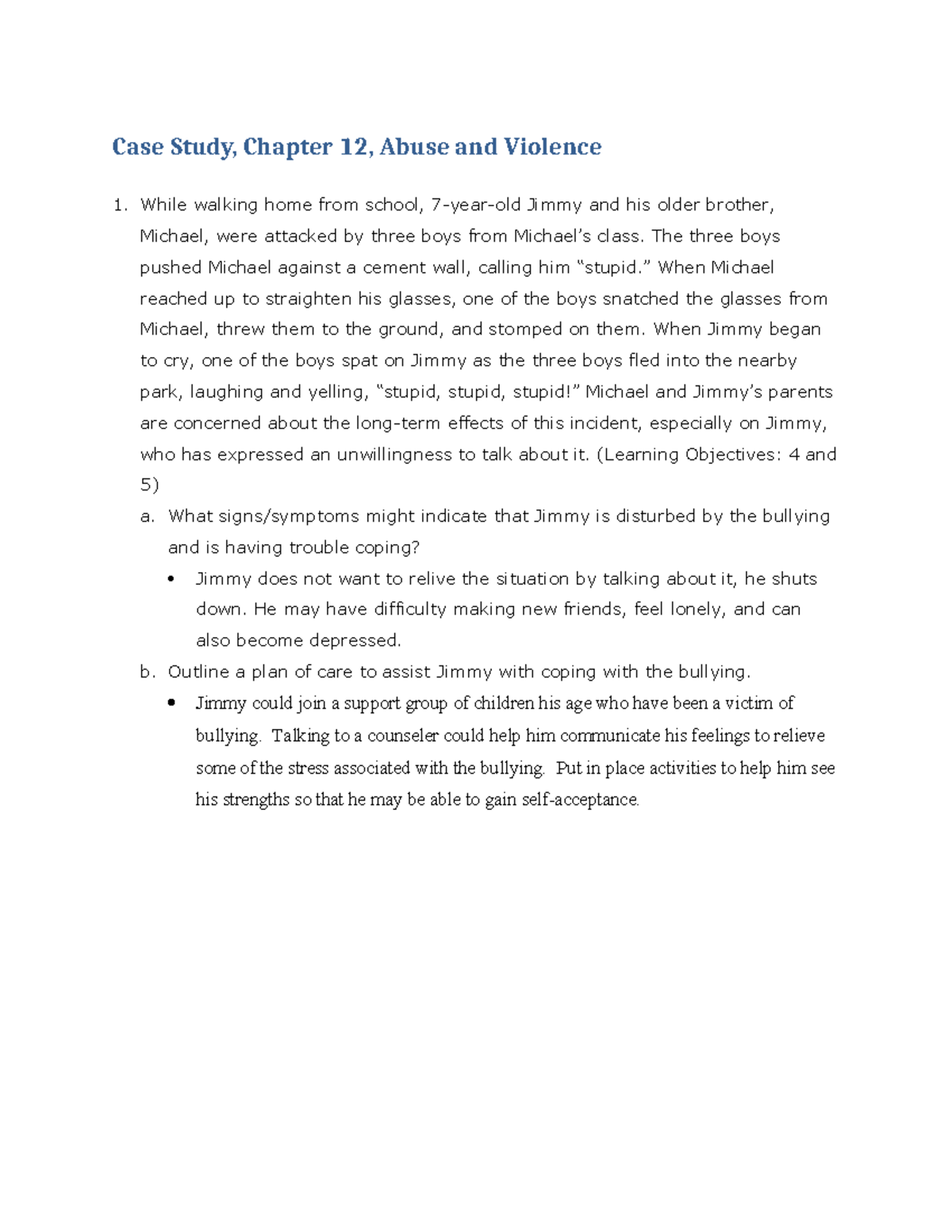 CS Chapter 12 (1) - case study - Case Study, Chapter 12, Abuse and ...