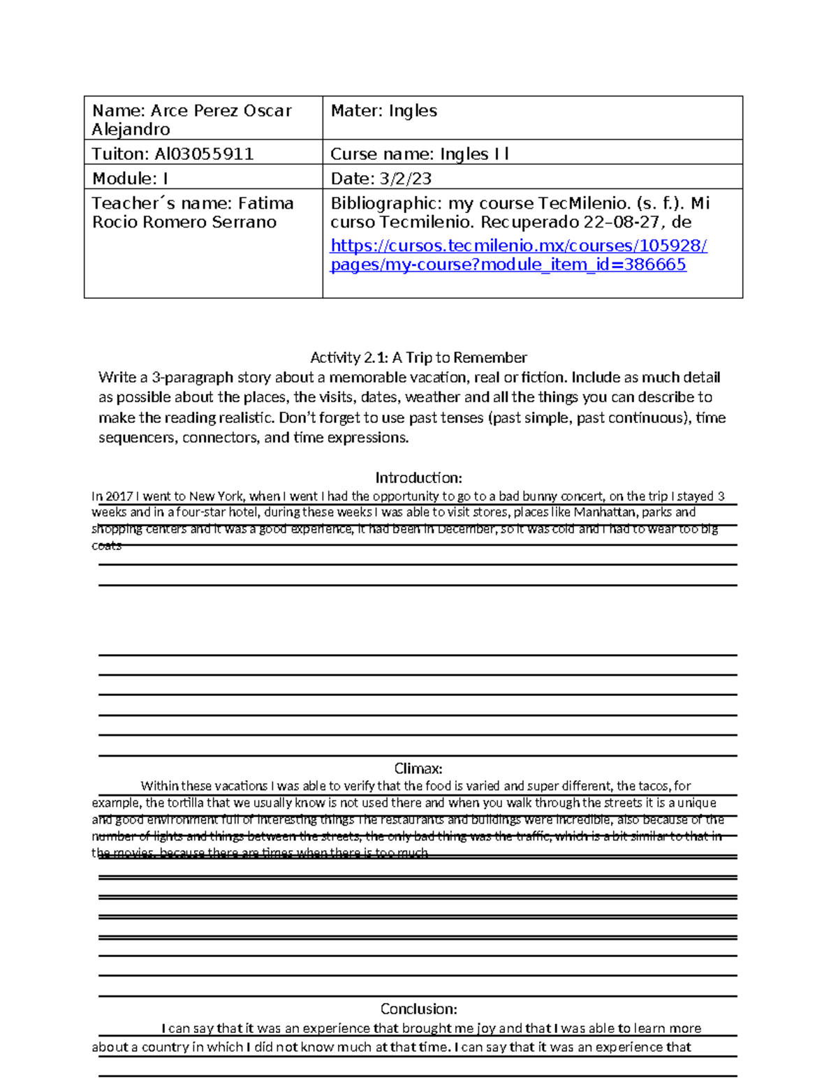 Resource activity 2 intermediate - Name: Arce Perez Oscar Alejandro ...