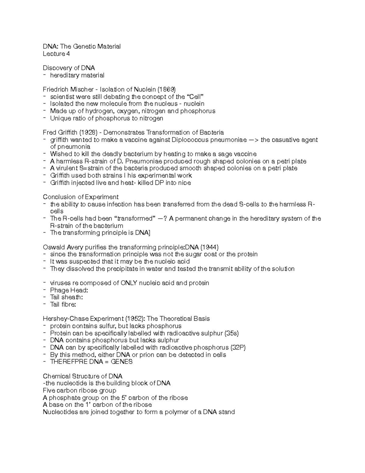 BIOL-DNA The Genetic Material - DNA: The Genetic Material Lecture 4 ...