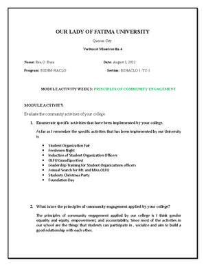 VRTS Notes Week #1 2 - OLFU VMO, History, Core Values - Notes: Veritas ...