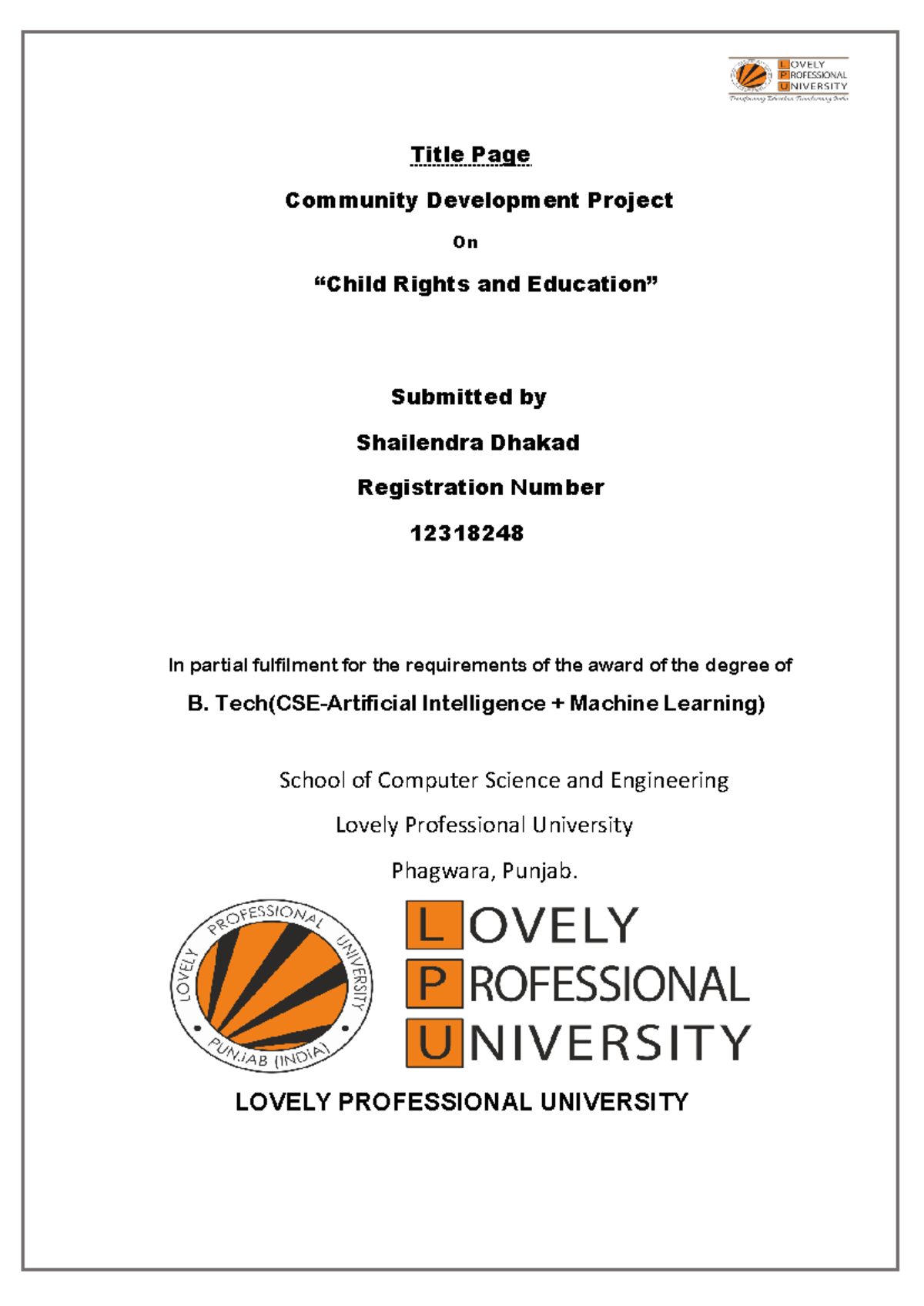 Community development report - Title Page Community Development Project ...