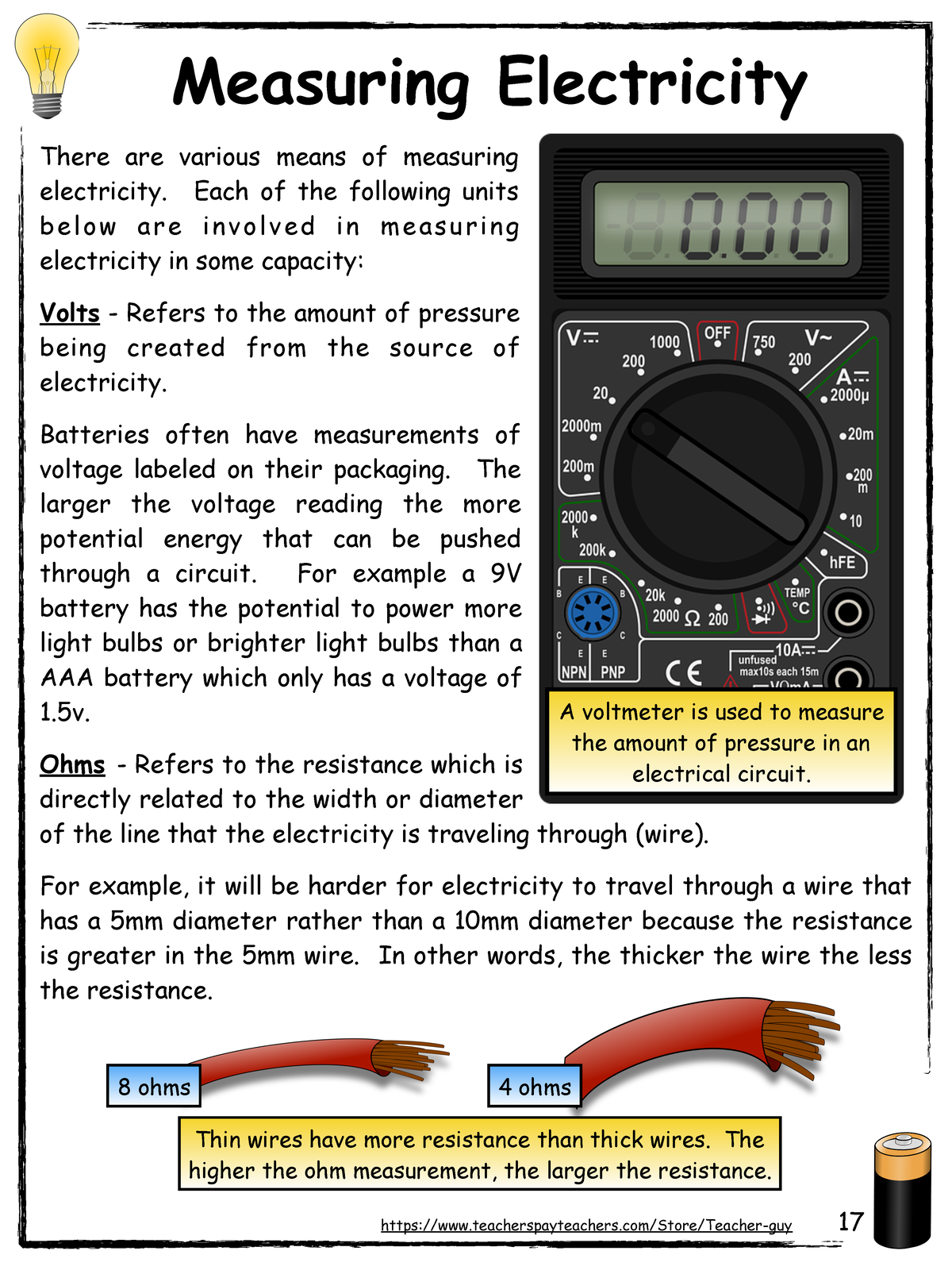 Lesson #4 - Measuring Electricity - Measuring Electricity There are ...