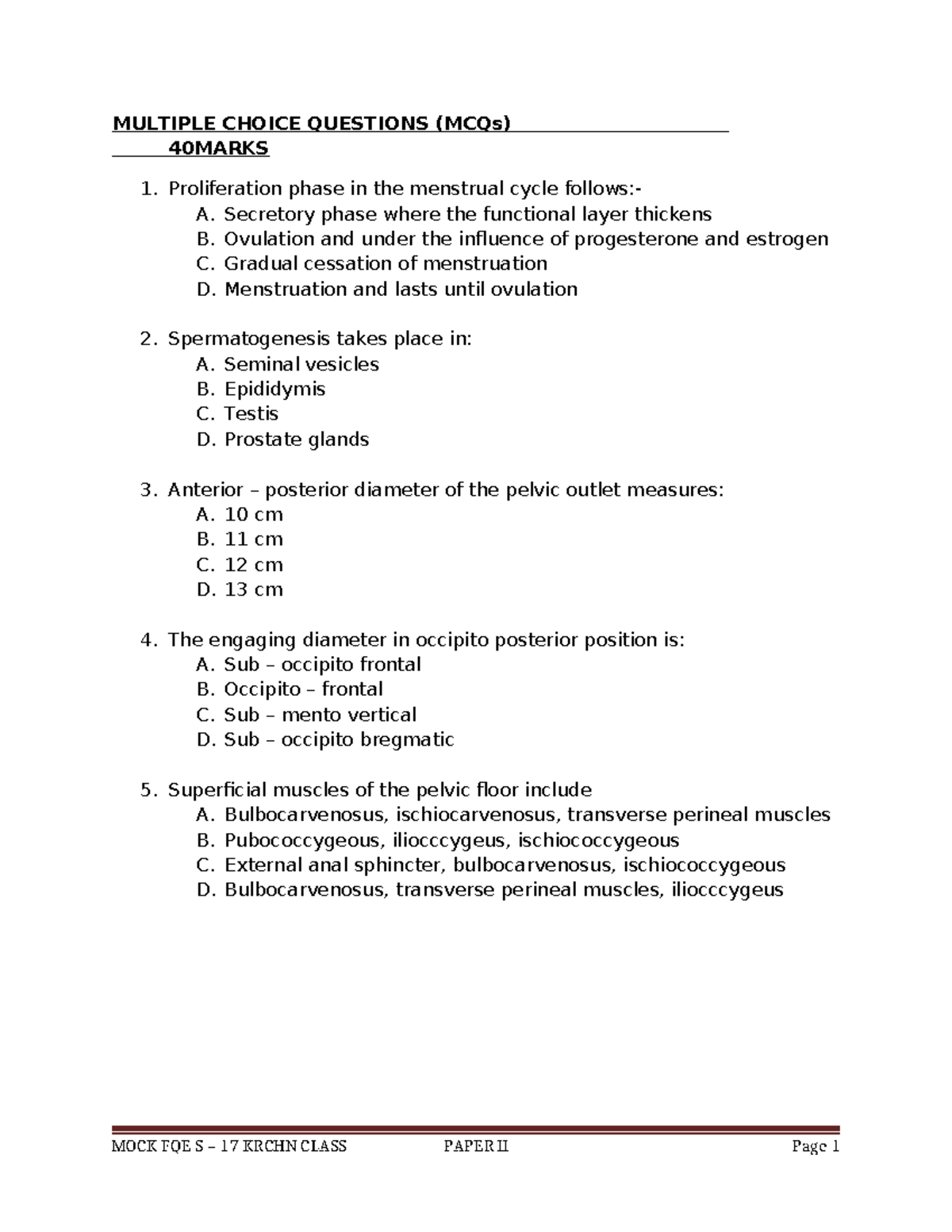 Fqe mock community health nursing - MULTIPLE CHOICE QUESTIONS (MCQs ...