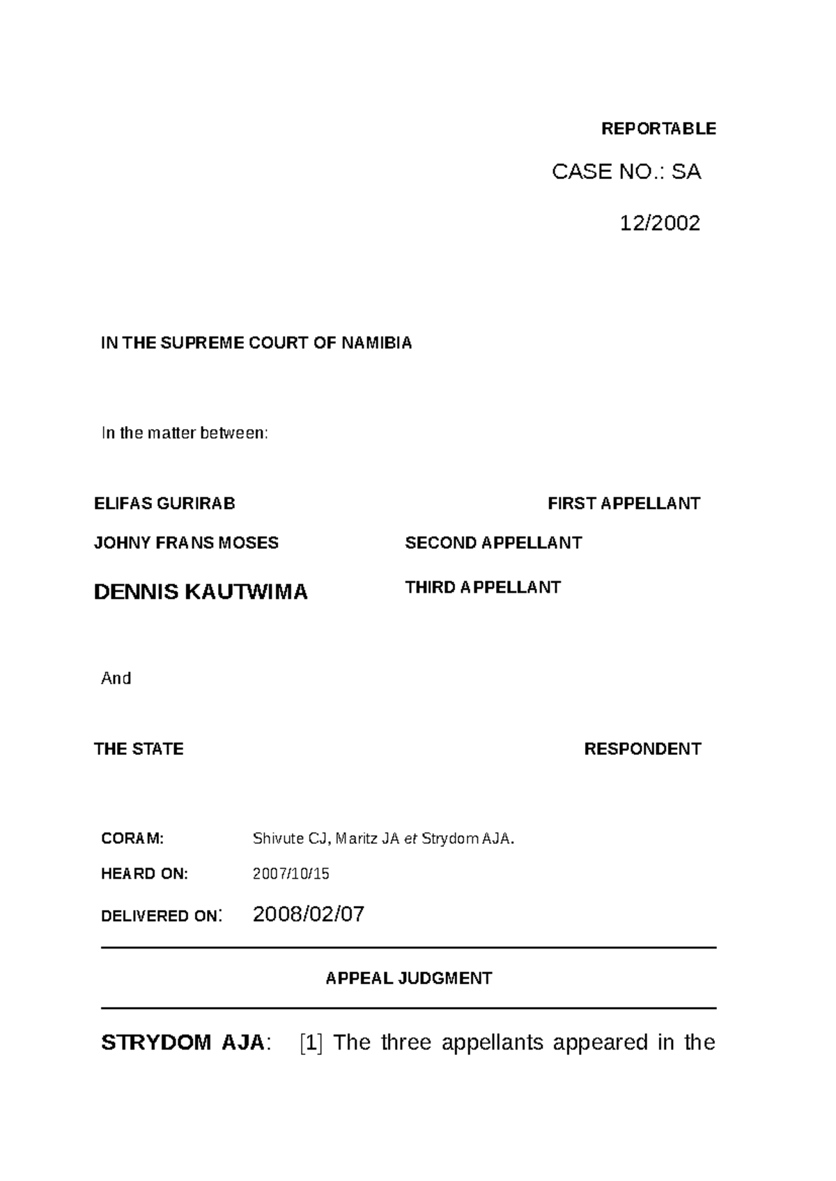 S v Gurirab and Others (SA 12 of 2002 ) 2008 NASC 1 (7 February 2008 ...