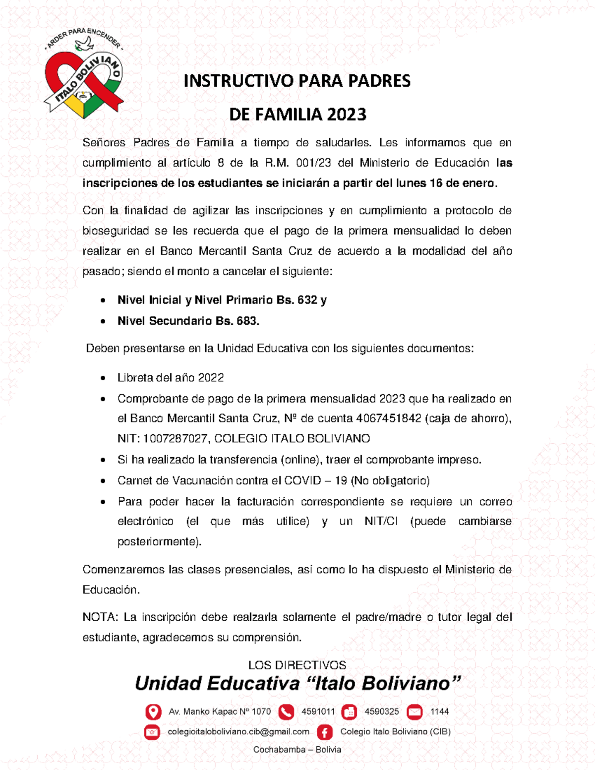 Inscripciones 2023 - Informacion - INSTRUCTIVO PARA PADRES DE FAMILIA ...