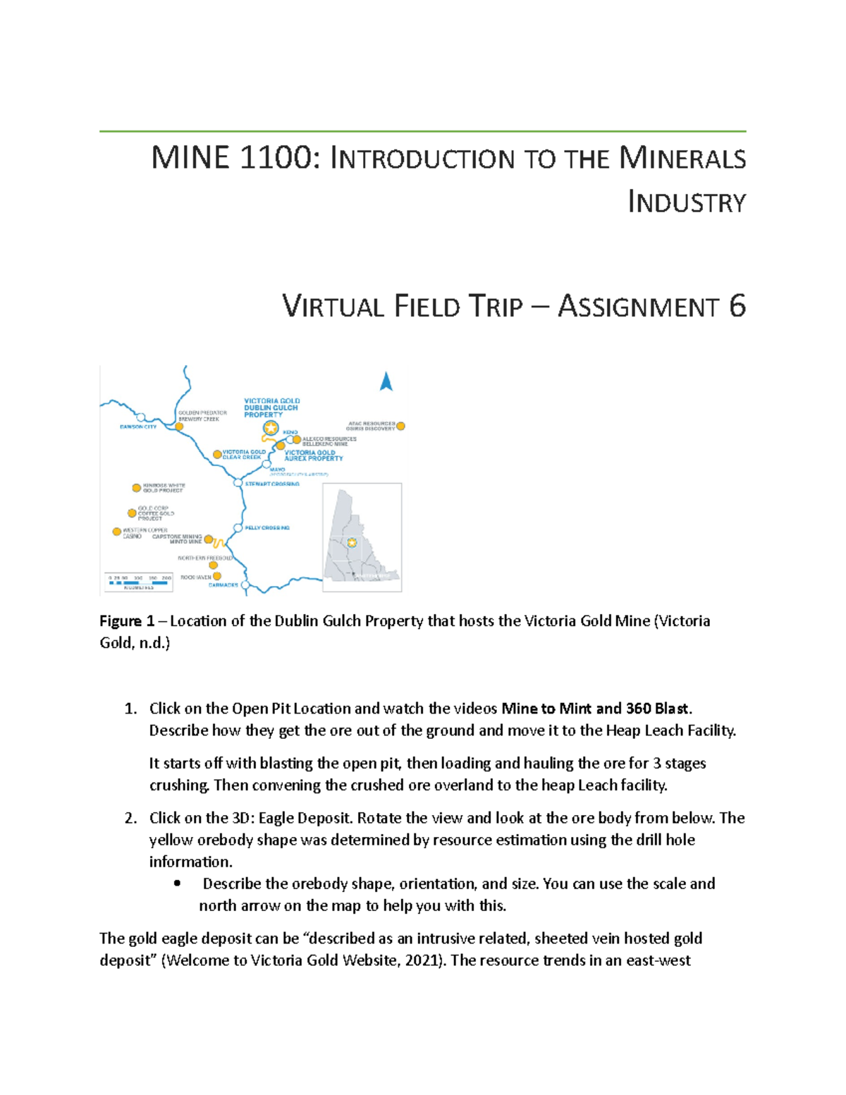 Module 6 Assignment 202130 VT - MINE 1100 - BCIT - Studocu
