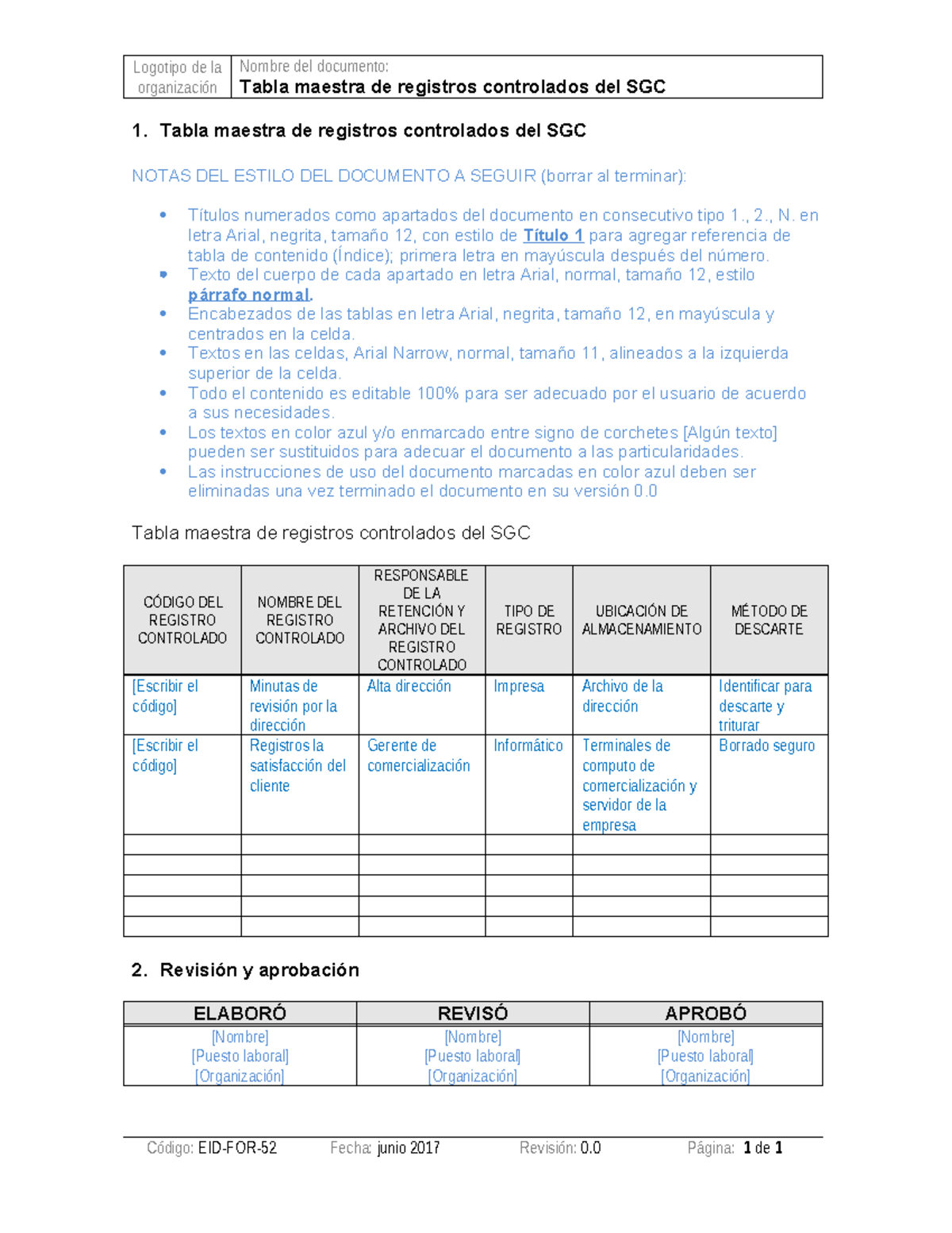 4. EID-REG-52 Tabla maestra de registros controlados del SGC - Logotipo ...