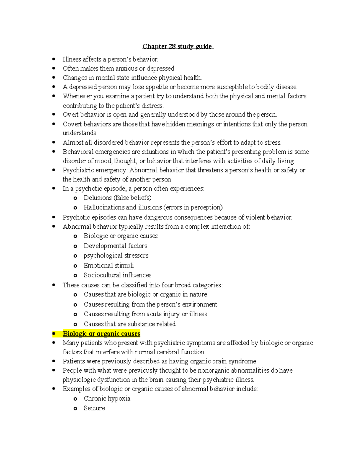 Chapter 28 study guide - notes - Chapter 28 study guide Illness affects ...