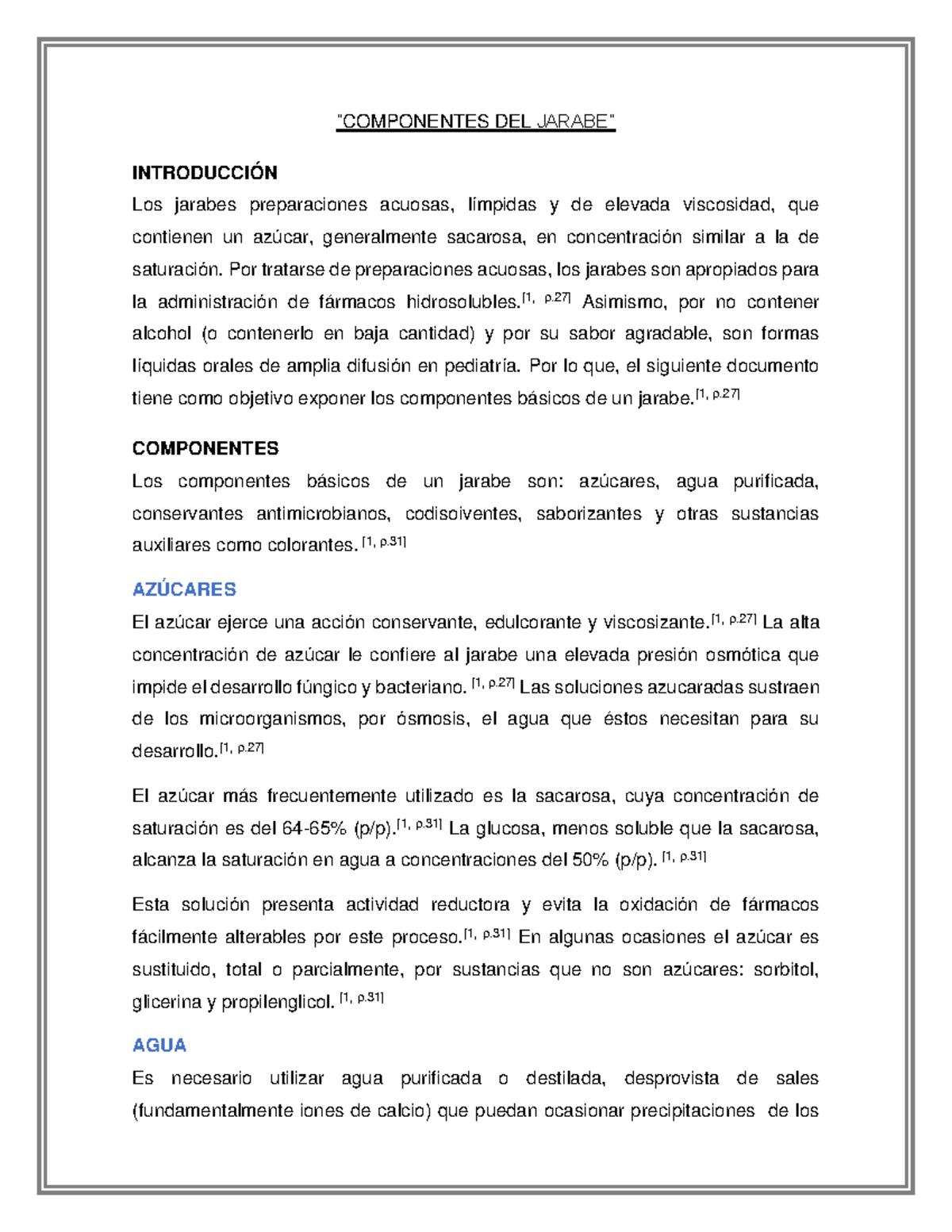 Proyecto Componentes de los Jarabes - “COMPONENTES DEL JARABE ...