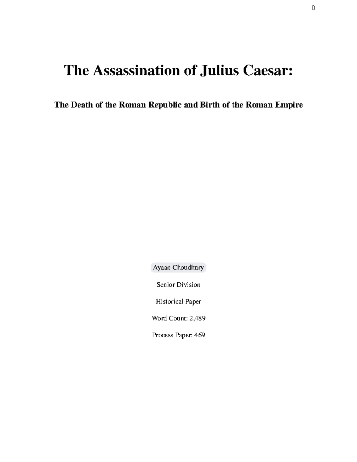 The Assassination of Julius Caesar - I picked this topic because I’ve ...