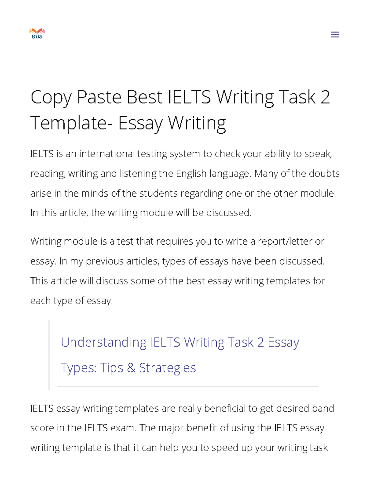 Essay Writing - Copy Paste Best IELTS Writing Task 2 Template- Essay ...