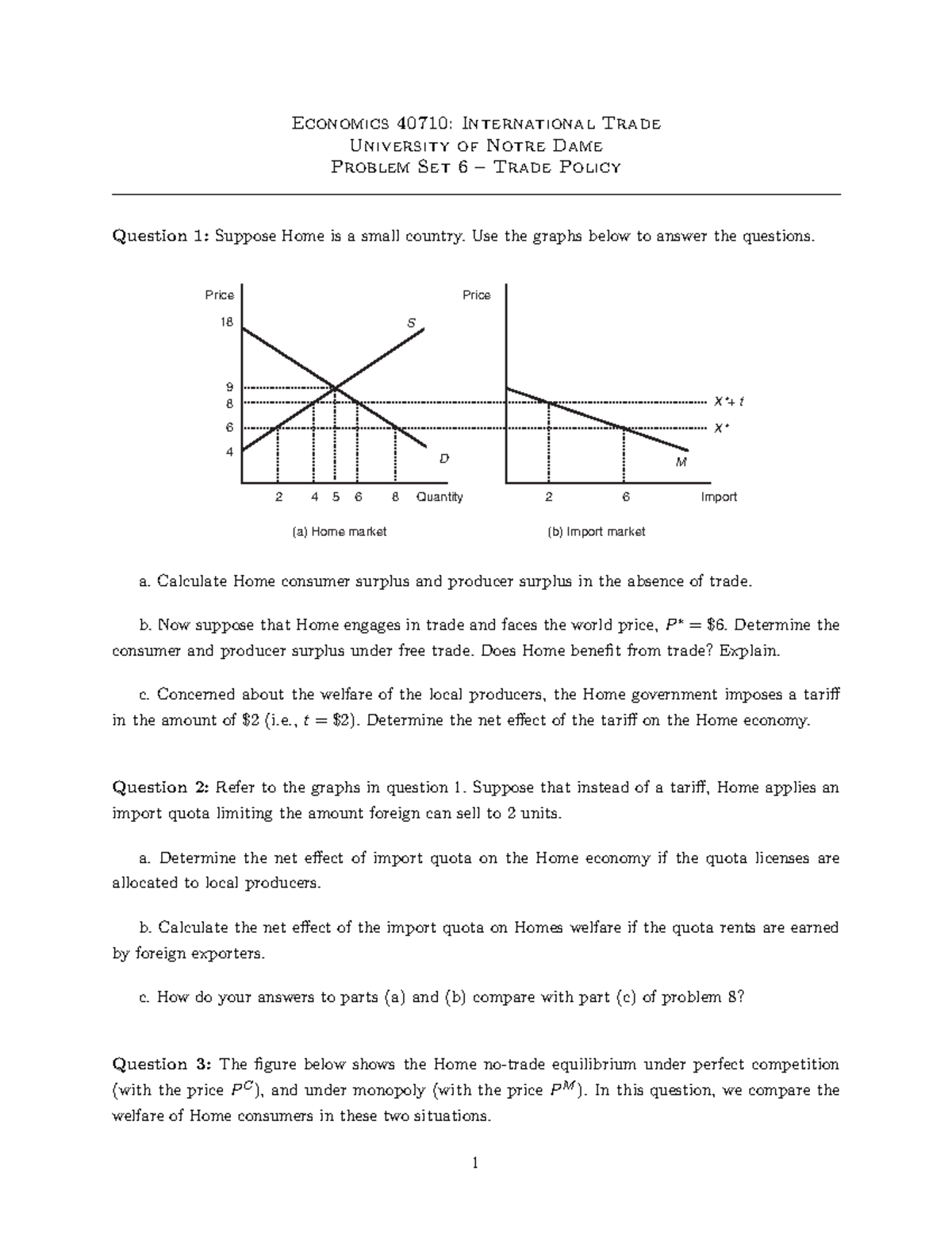 Problem Set 6 - questions - Trade Policy - Economics 40710 ...