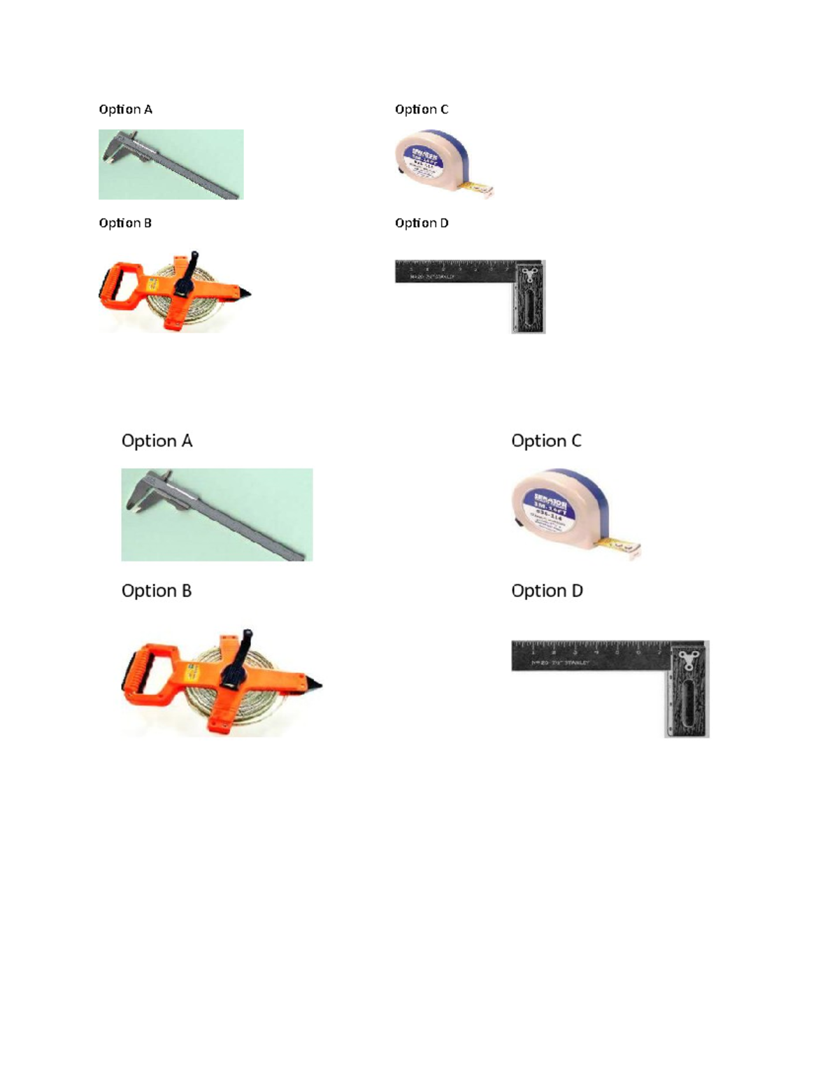 Feedback - Form - Option A Option C Option B Option D For Students ...