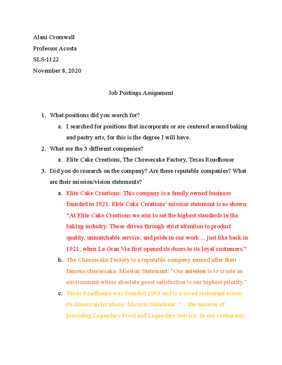 Job Postings Assignment - Alani Cromwell Professor Acosta SLS- November ...